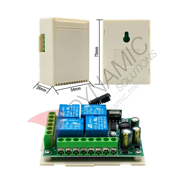 Wireless Control Switch/Relay DC 12V 10A with 2 Remote KR2204-4